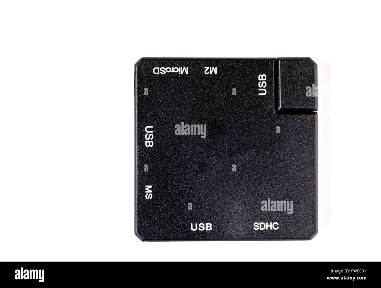 Top view of black plastic square USB hub Stock Photo - Alamy