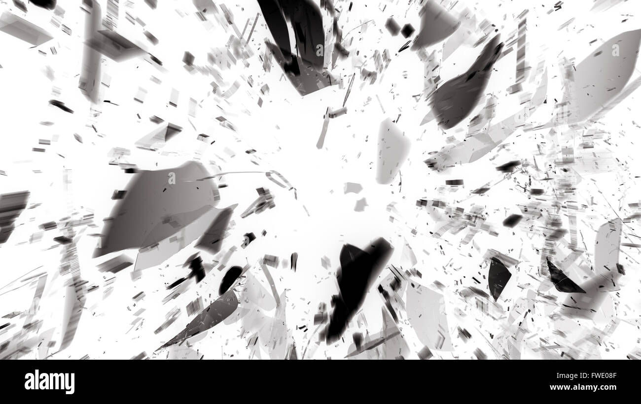 Destructed glass on white with motion blur. Large resolution Stock ...