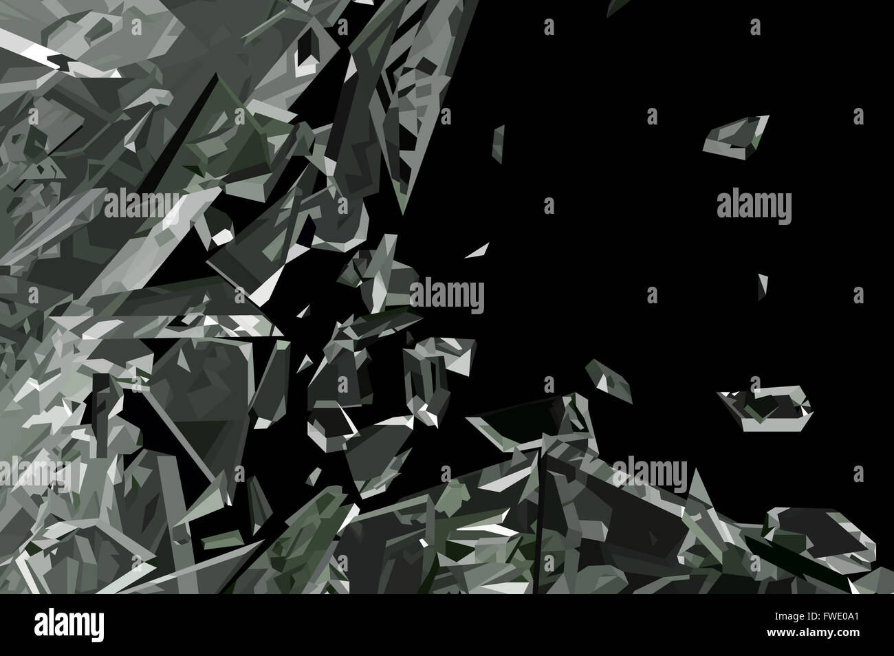 Pieces of demolished or Shattered glass isolated Stock Photo - Alamy