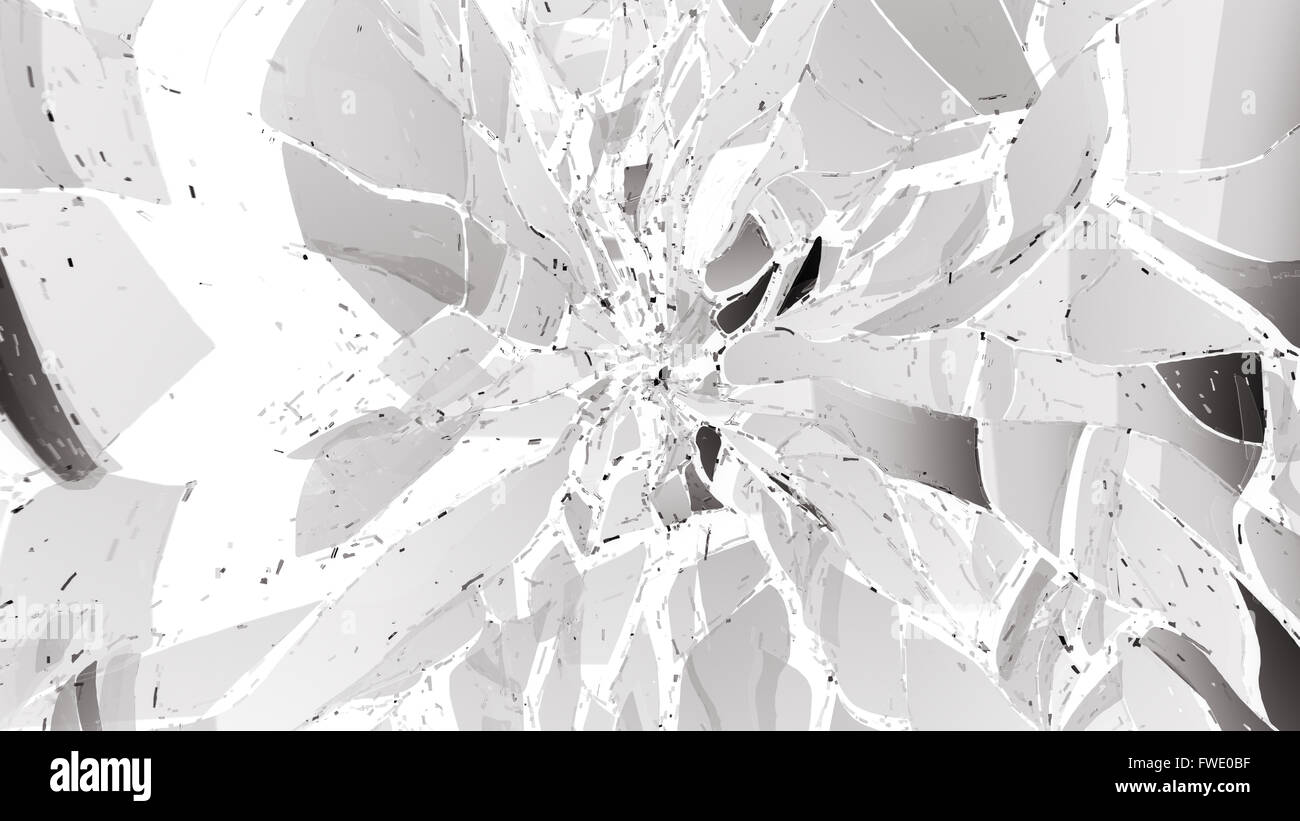 Broken and Shattered pieces of glass on white. Large resolution Stock ...