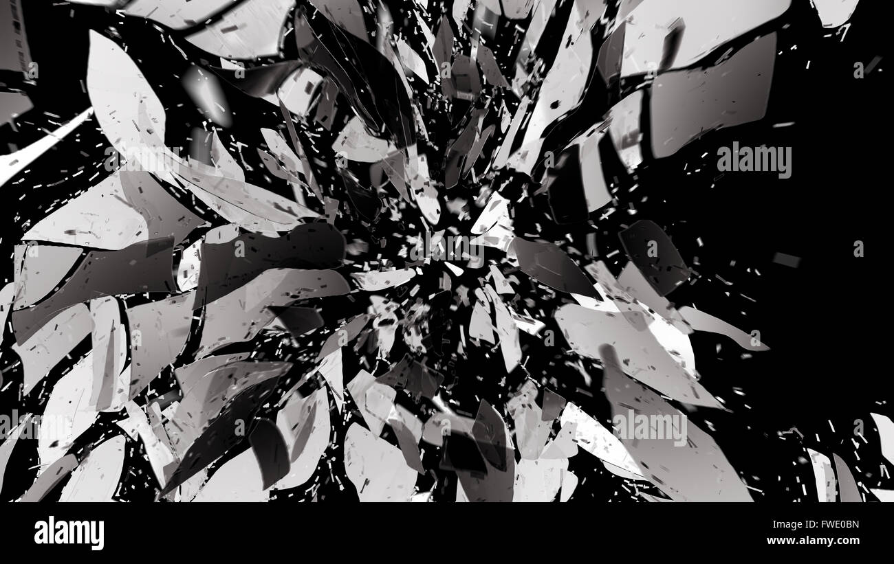 Broken or Shattered glass with motion blur on black. Large resolution ...