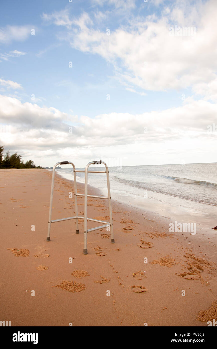walker on sand beach. convey in meaning the relax tourist attractions ...