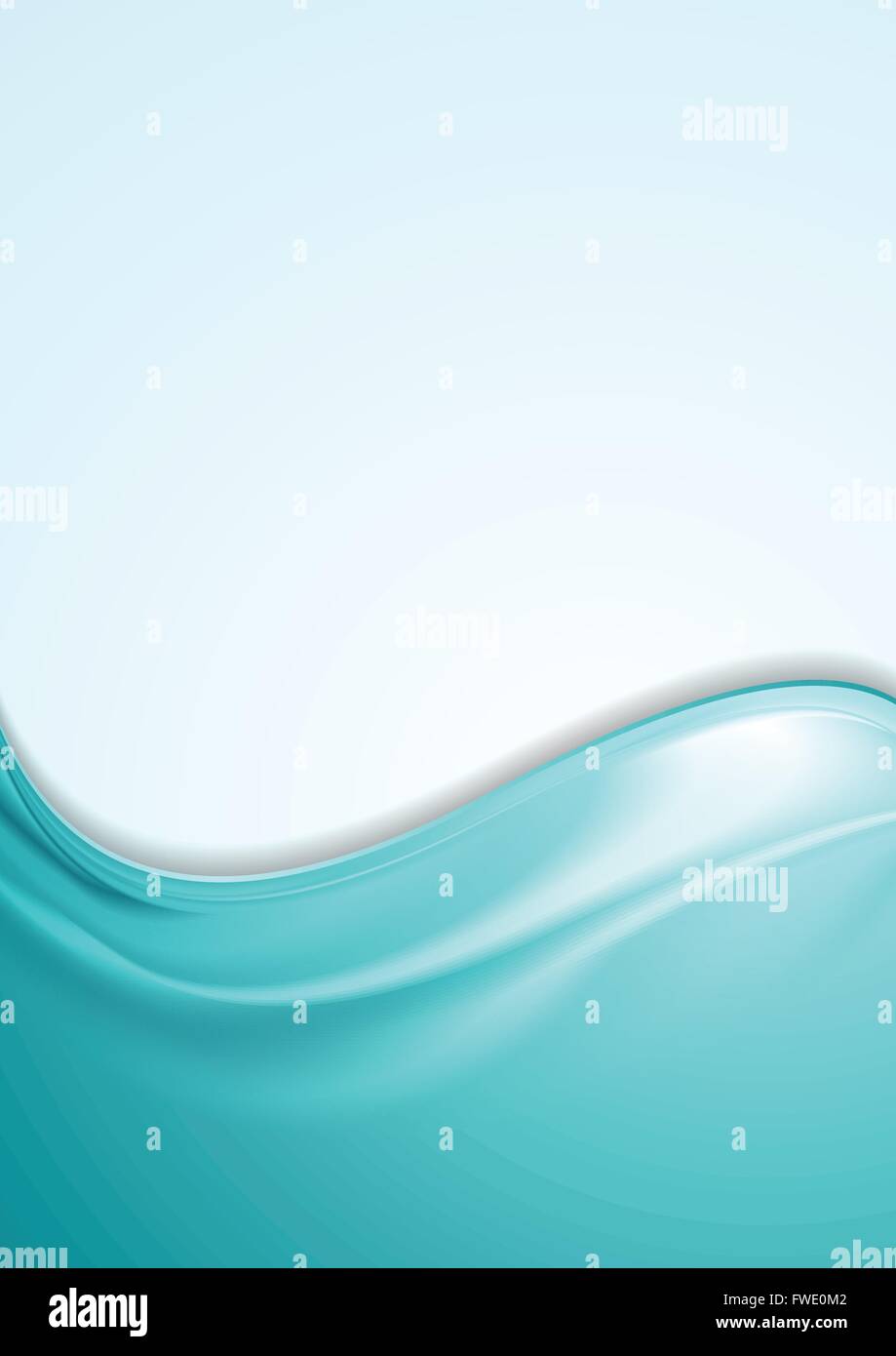 Abstract smooth wavy turquoise flyer design. Vector background Stock ...