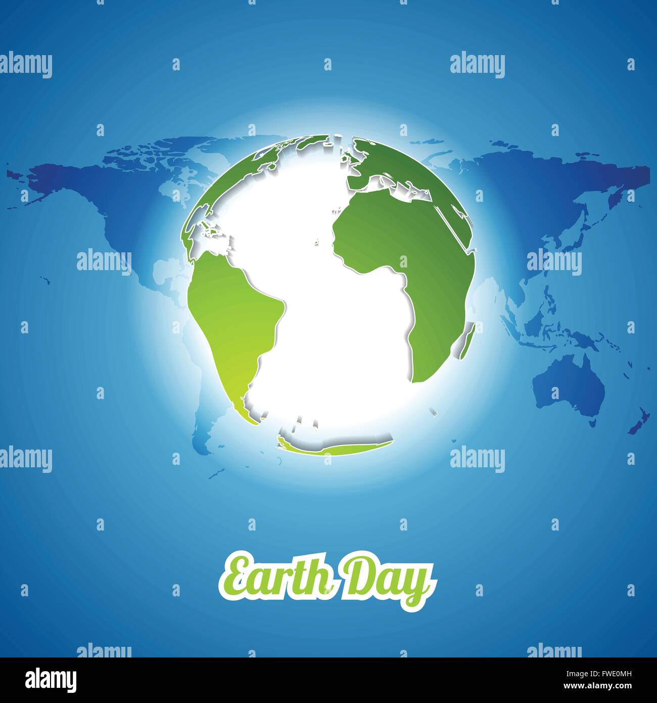 Earth Day background with green globe and map. Vector ecology ...