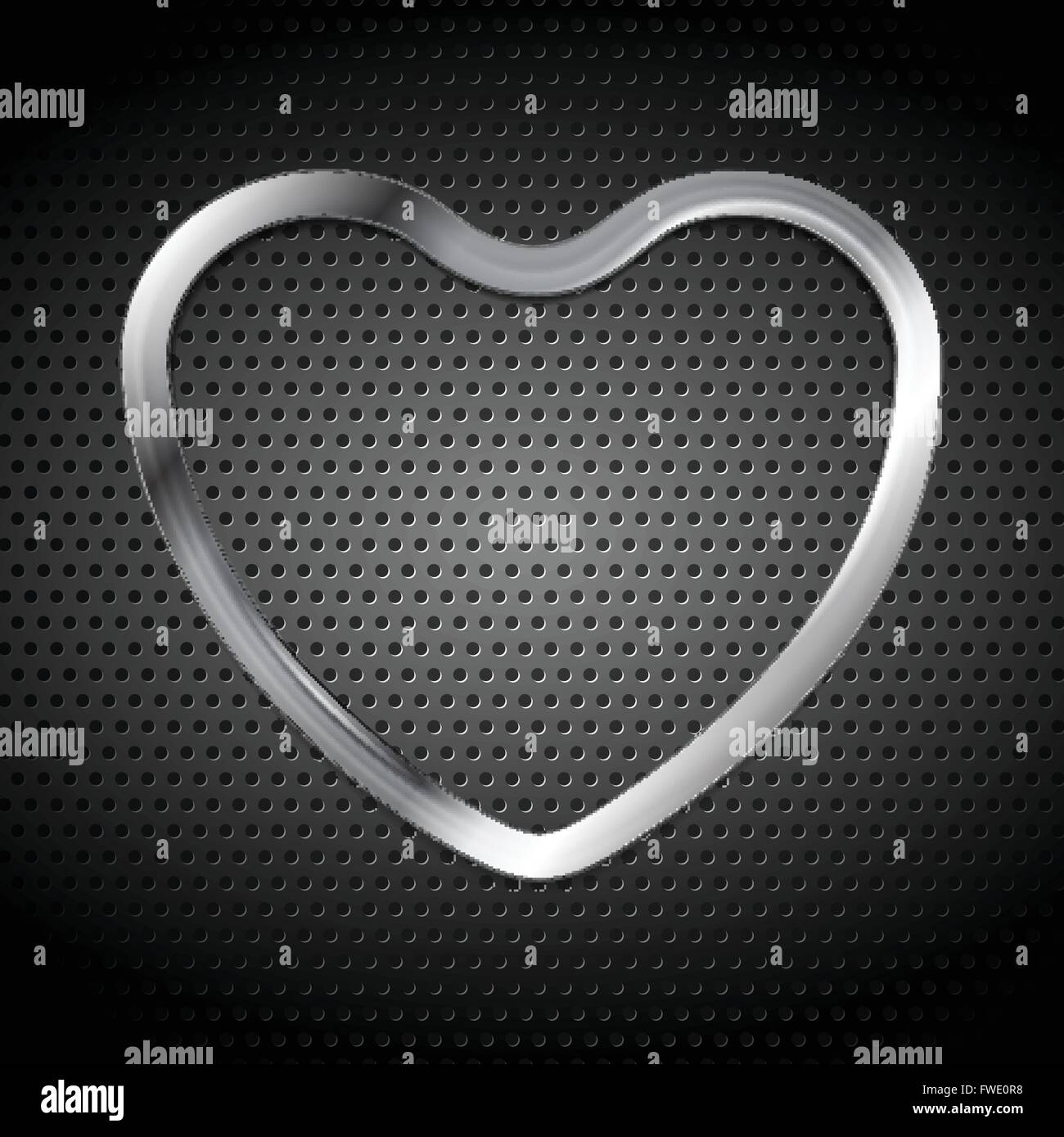 Metallic heart on perforated background. Silver heart icon. Love symbol ...