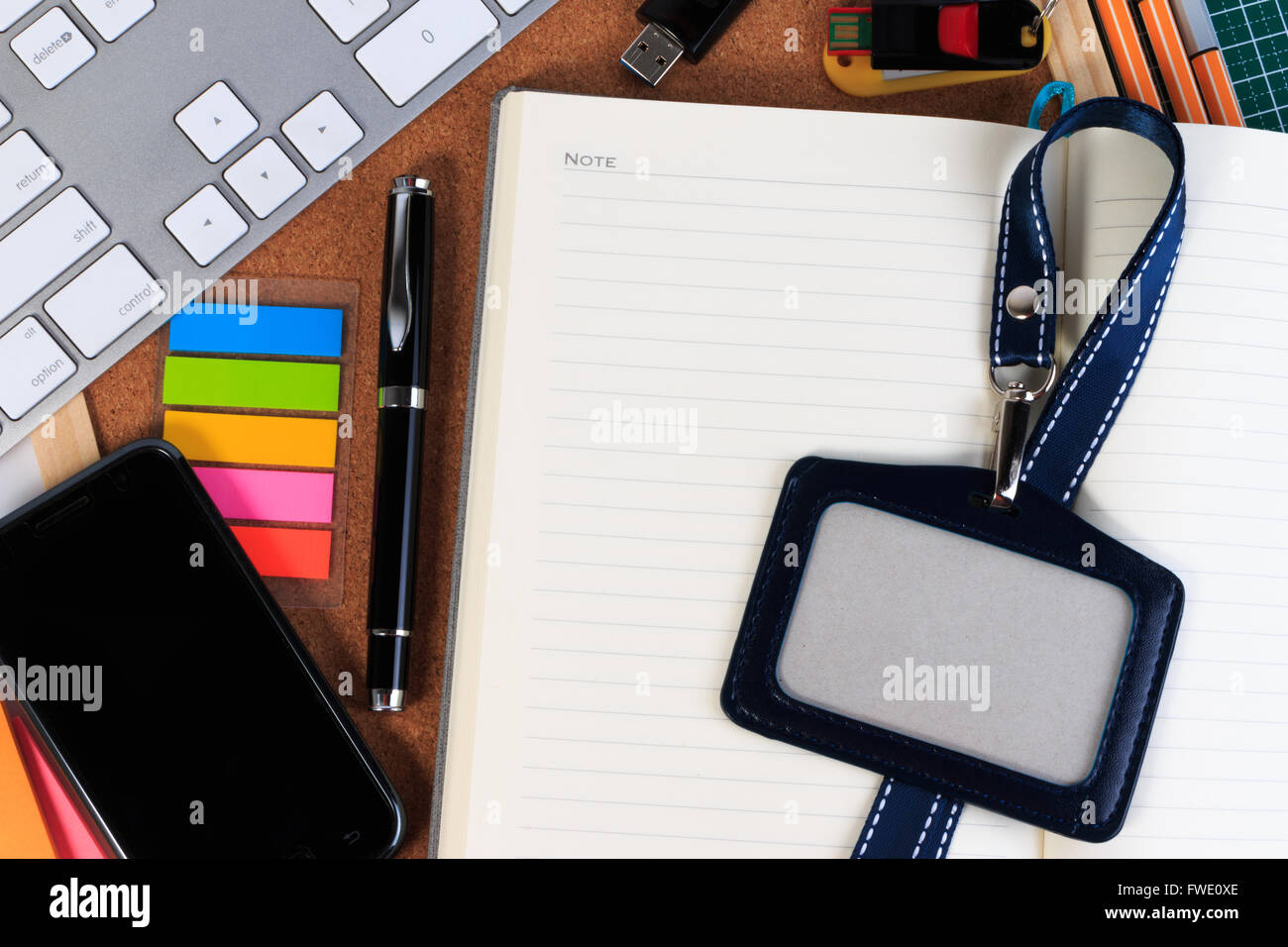 Office desk table with office supplies. View from above Stock Photo - Alamy