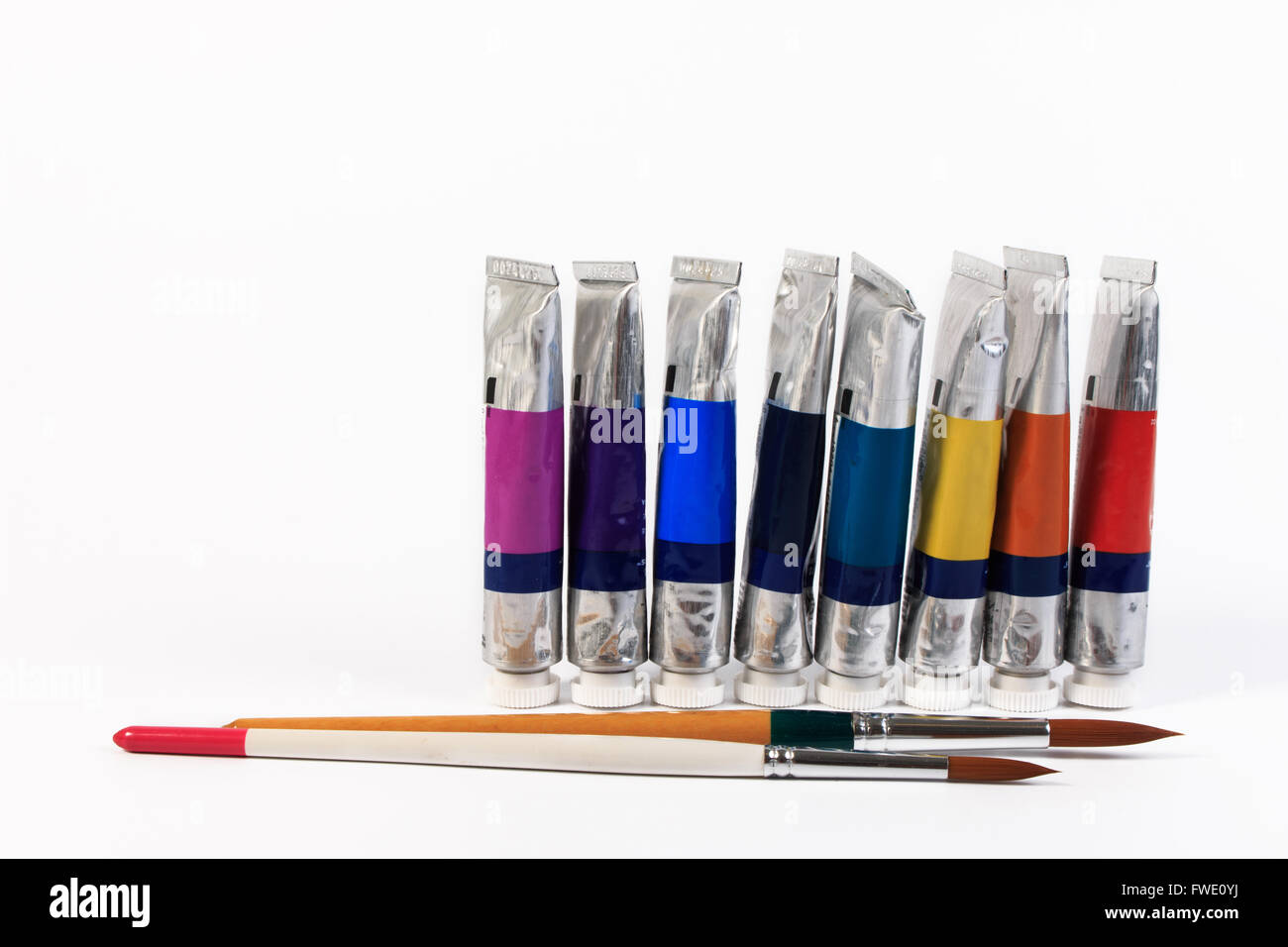 Tube and brush of water color or oil color. Colorful color in tubes on ...