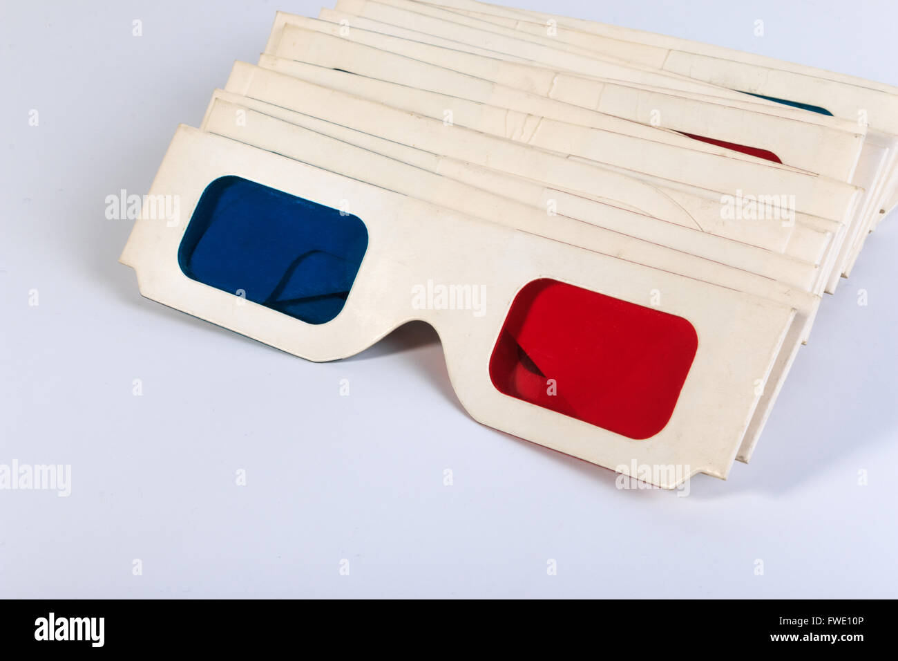 Used 3D paper glasses isolated on white background Stock Photo - Alamy