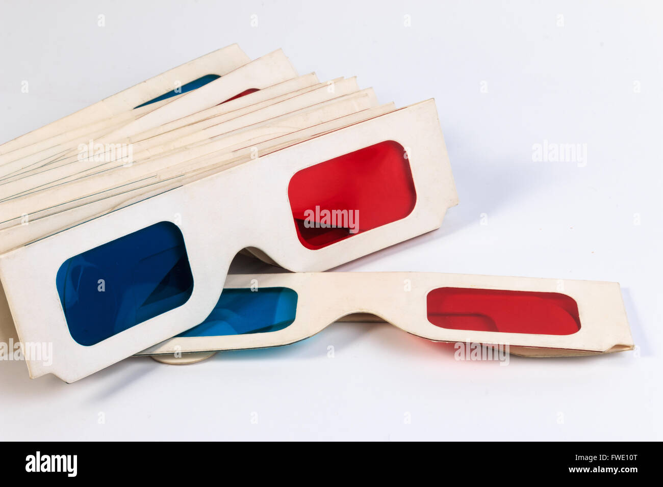 Used 3D paper glasses isolated on white background Stock Photo - Alamy