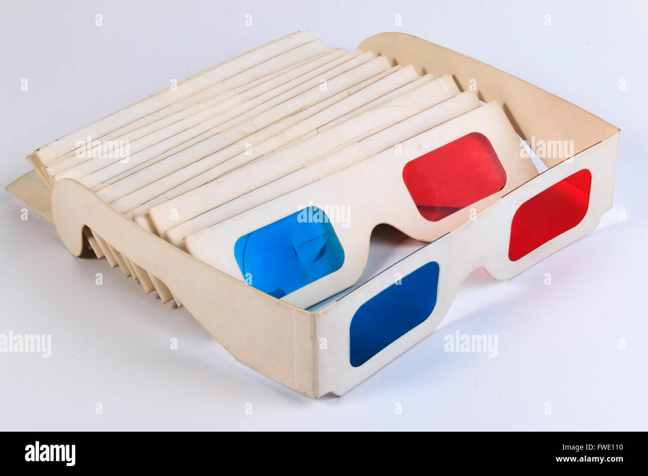 Used 3D paper glasses isolated on white background Stock Photo - Alamy