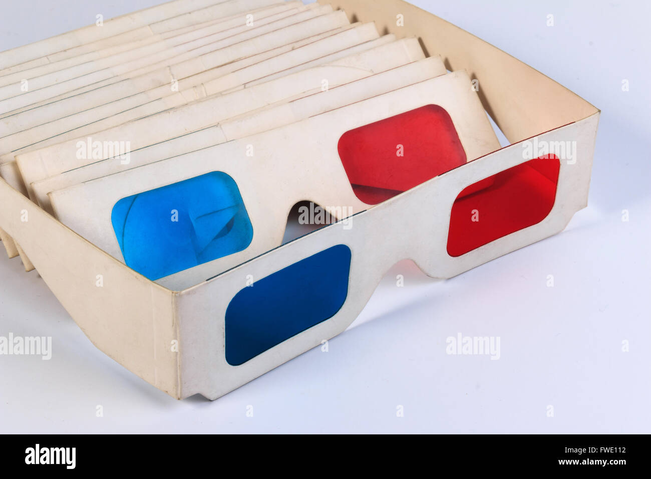 Used 3D paper glasses isolated on white background Stock Photo - Alamy