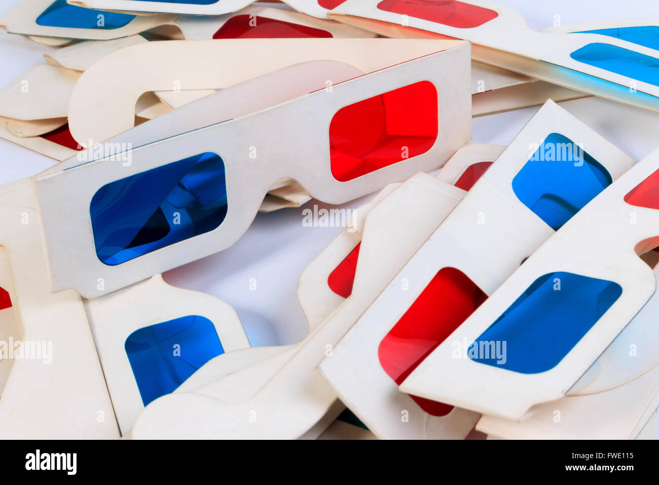 Used 3D paper glasses isolated on white background Stock Photo - Alamy