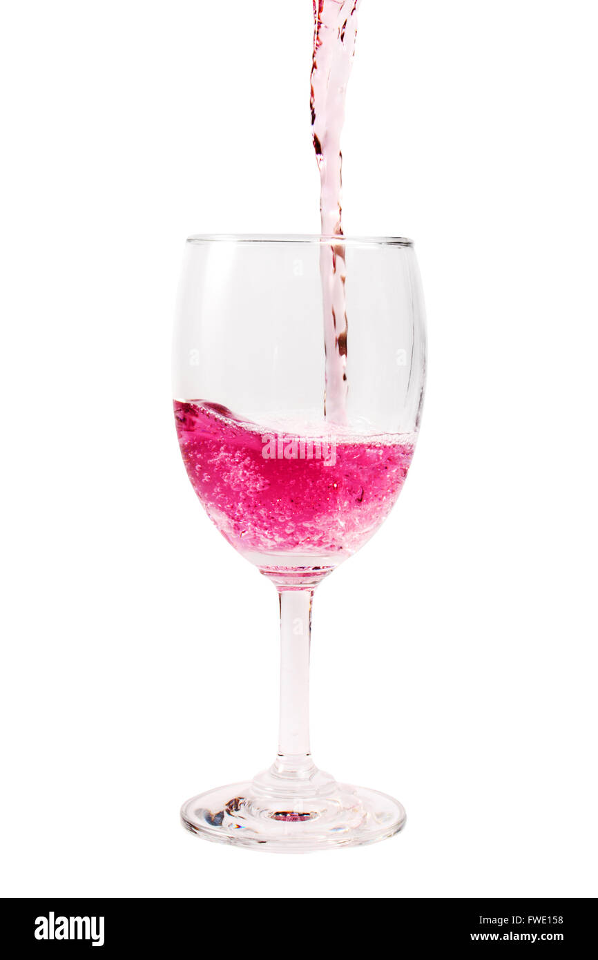 Pouring sweet pink water isolated on a white background Stock Photo - Alamy