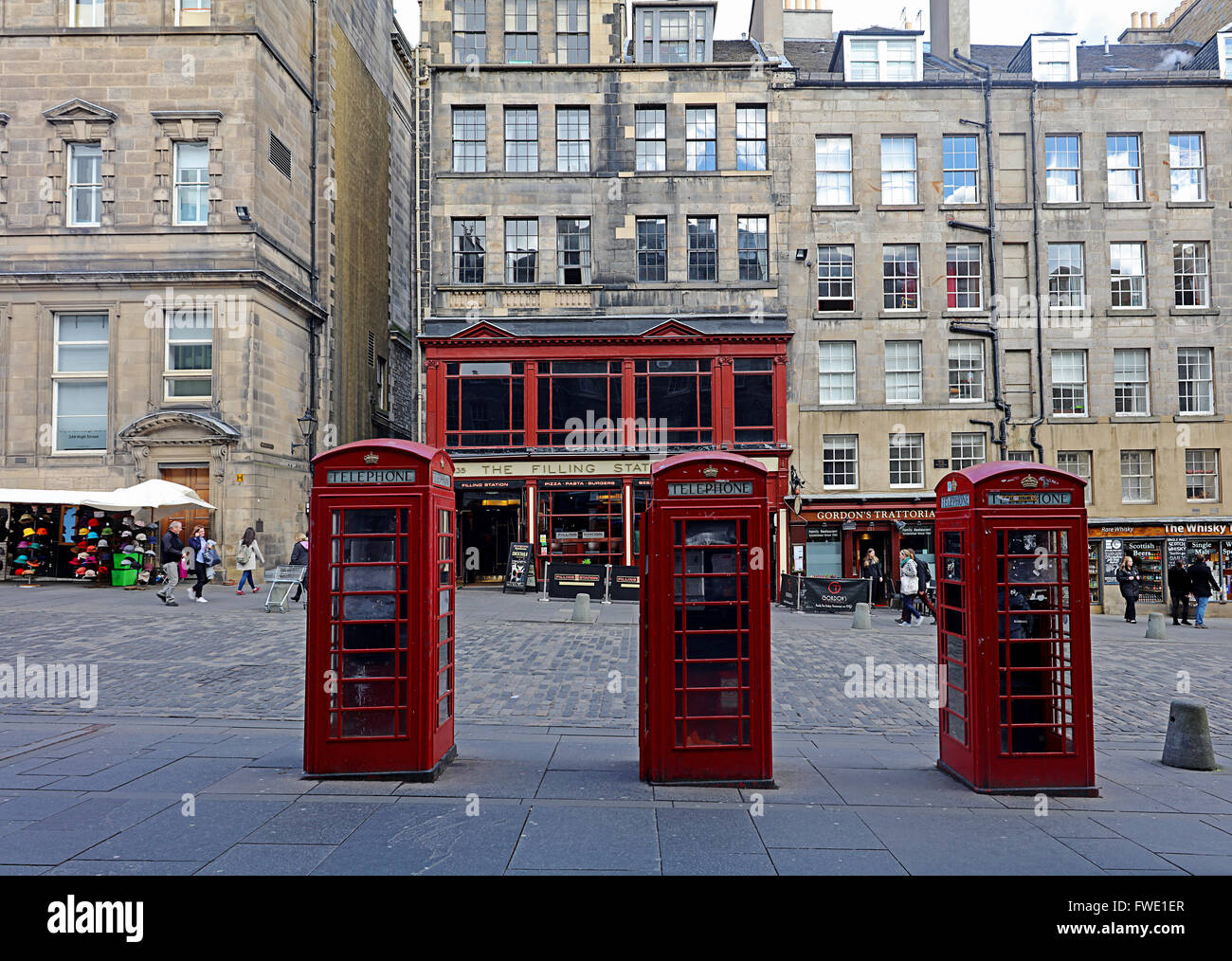 Telephone boxes.Royal mile.Edinburgh.Scotland.UK Stock Photo - Alamy