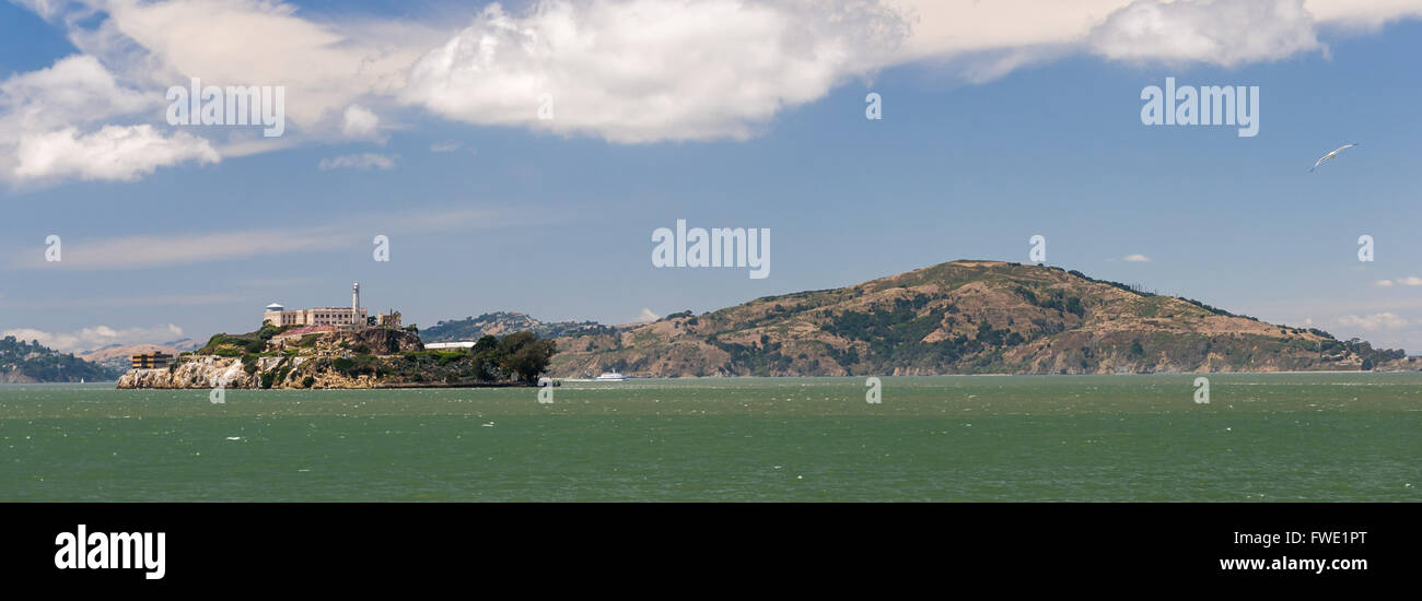 Panorama of Alcatraz Island on sunny day Stock Photo - Alamy