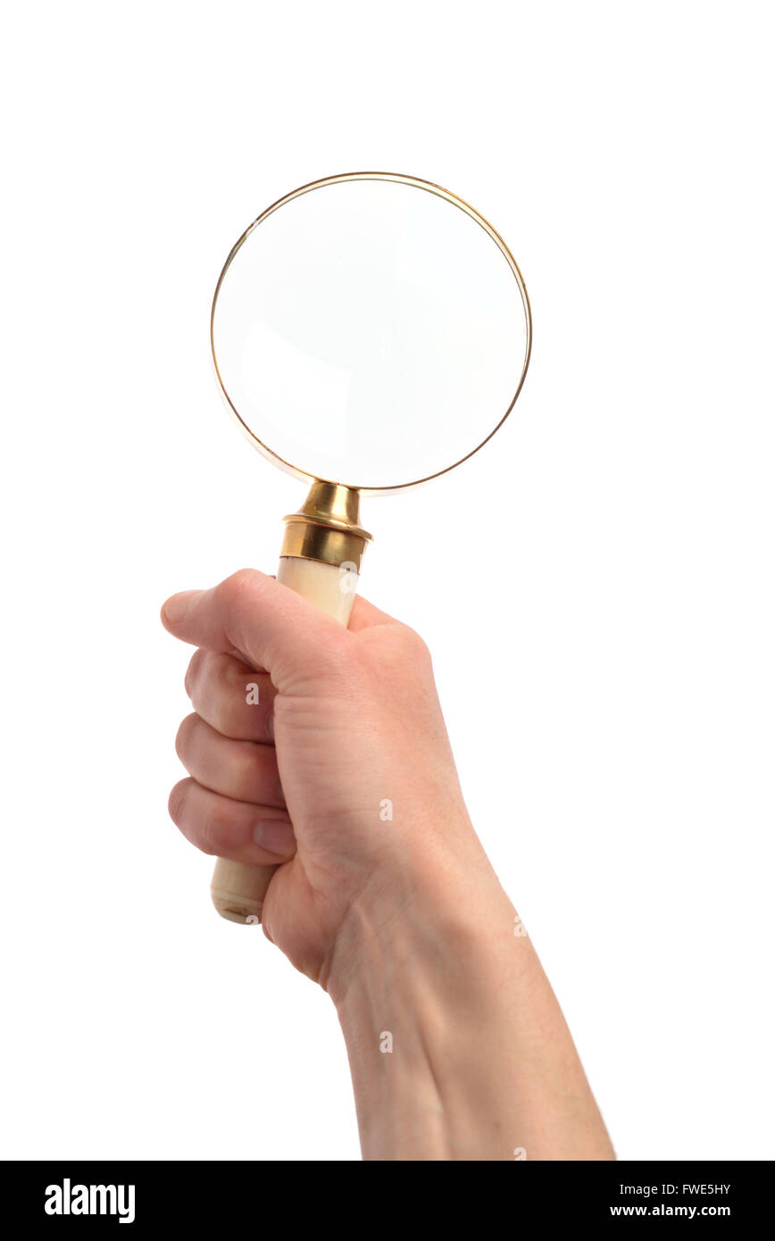 Hand holding magnifier hi-res stock photography and images - Alamy