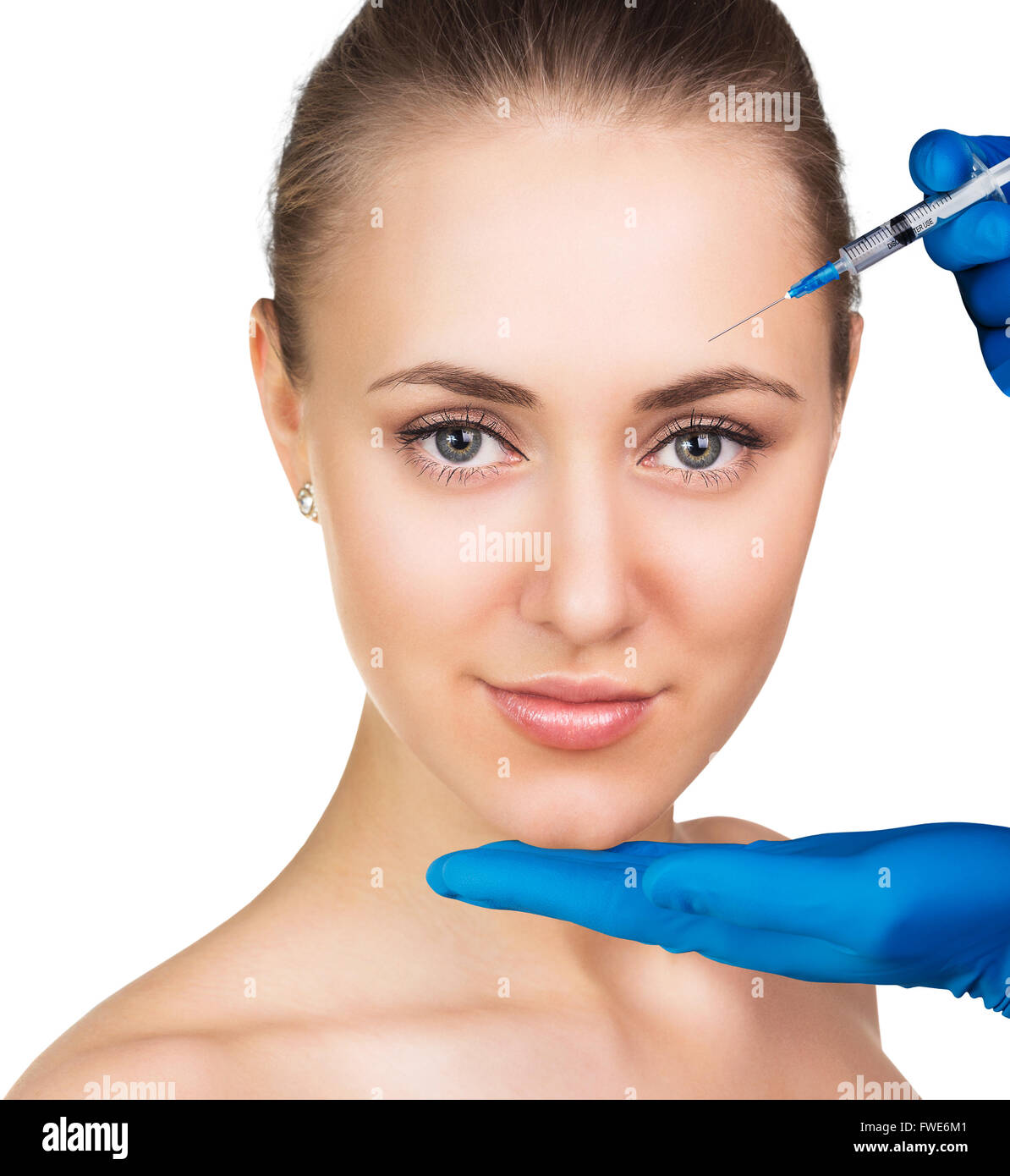 Young woman getting cosmetic injection Stock Photo - Alamy