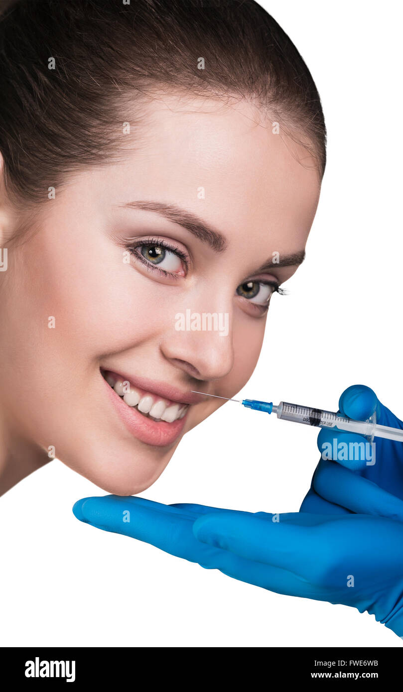 Woman face hand syringe hi-res stock photography and images - Alamy