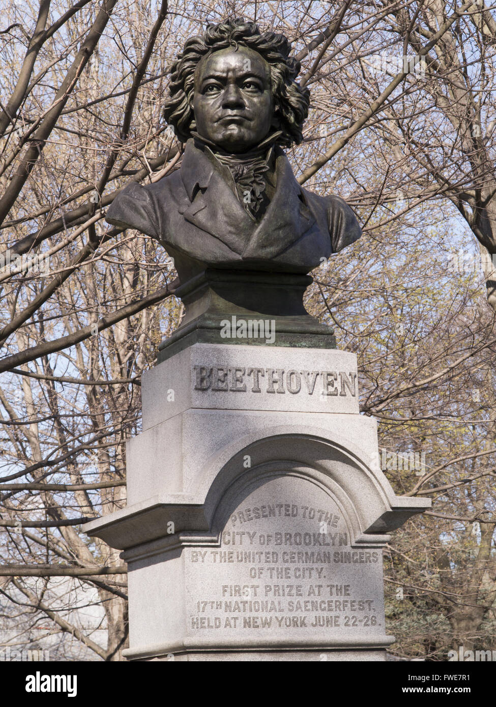 The bronze bust of the world renowned German composer Ludwig van ...