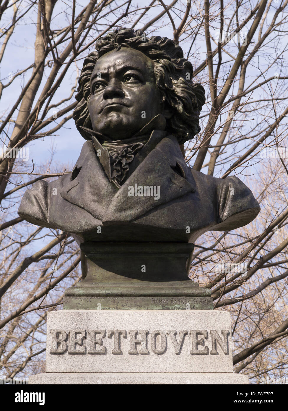 The bronze bust of the world renowned German composer Ludwig van ...