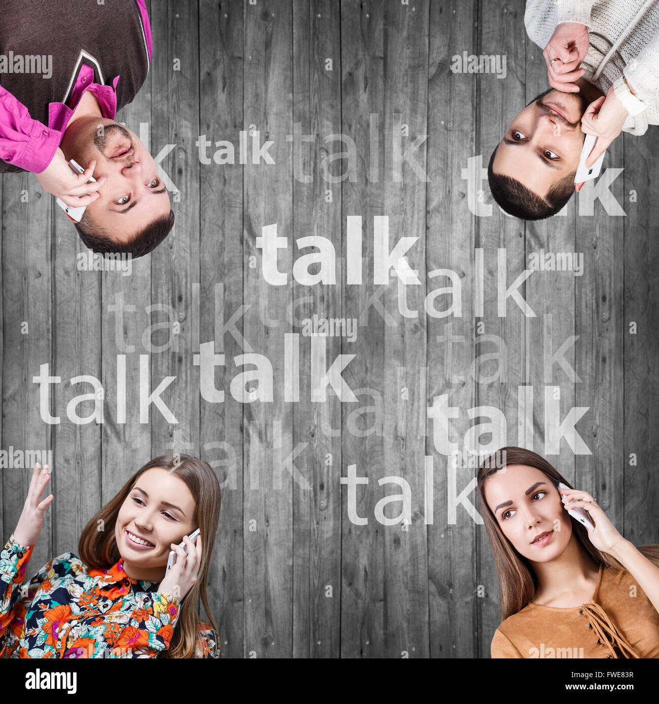 Friends speaking on phone Stock Photo - Alamy
