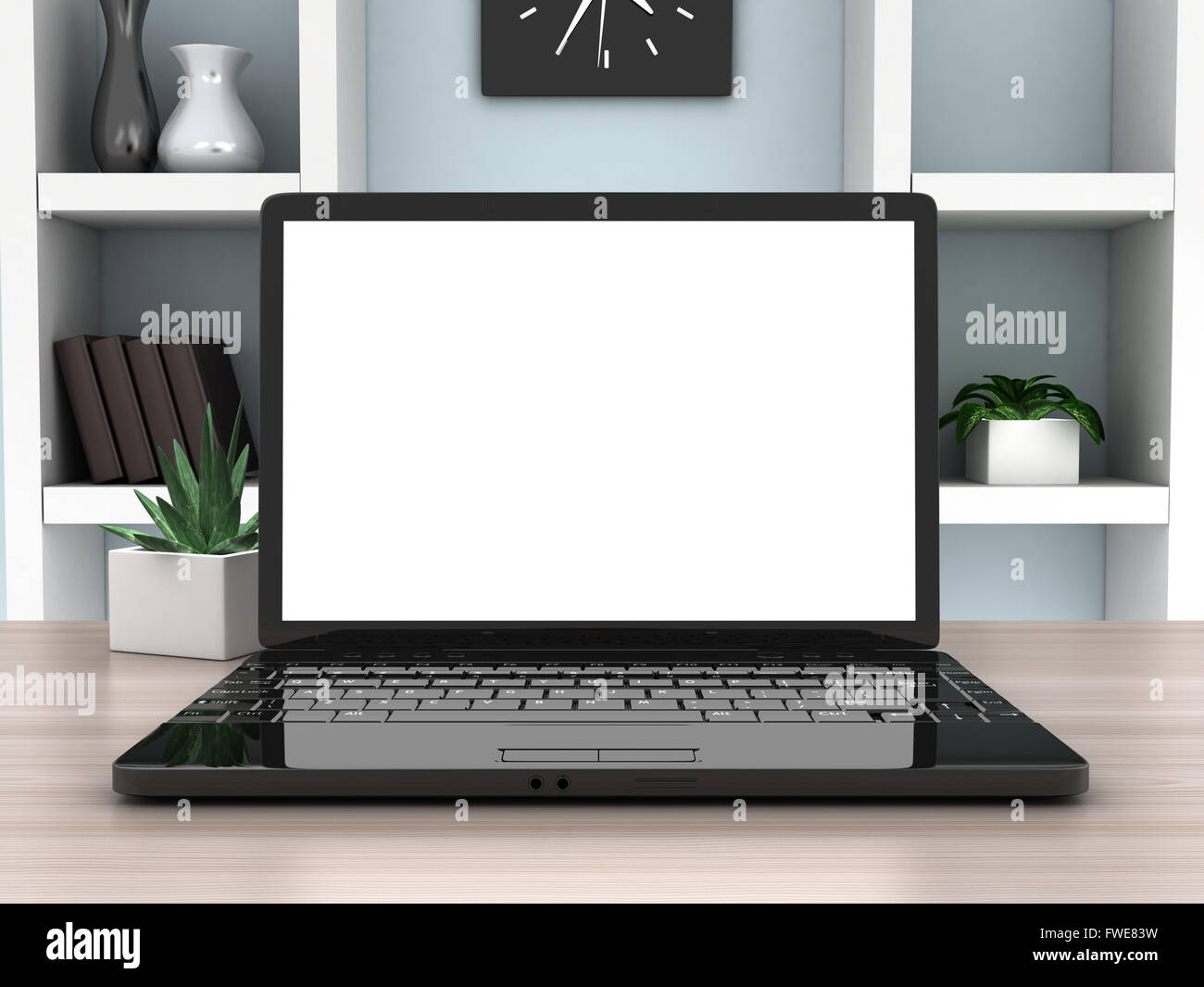 Laptop view front, empty screen (done in 3d Stock Photo - Alamy