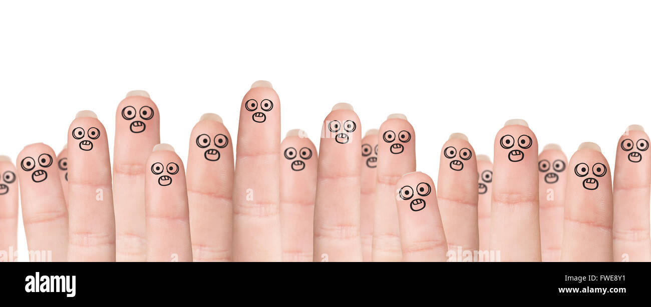 Many fingers with drawn faces Stock Photo - Alamy