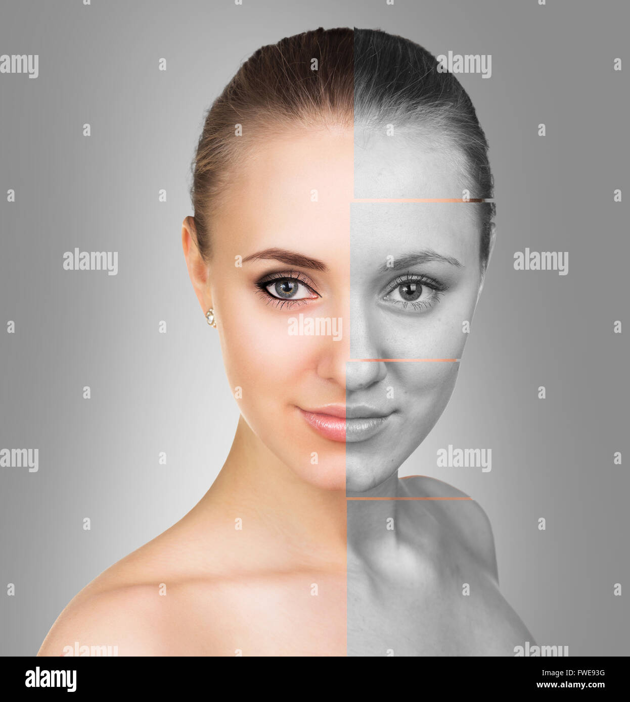 Comparative portrait of female face Stock Photo - Alamy
