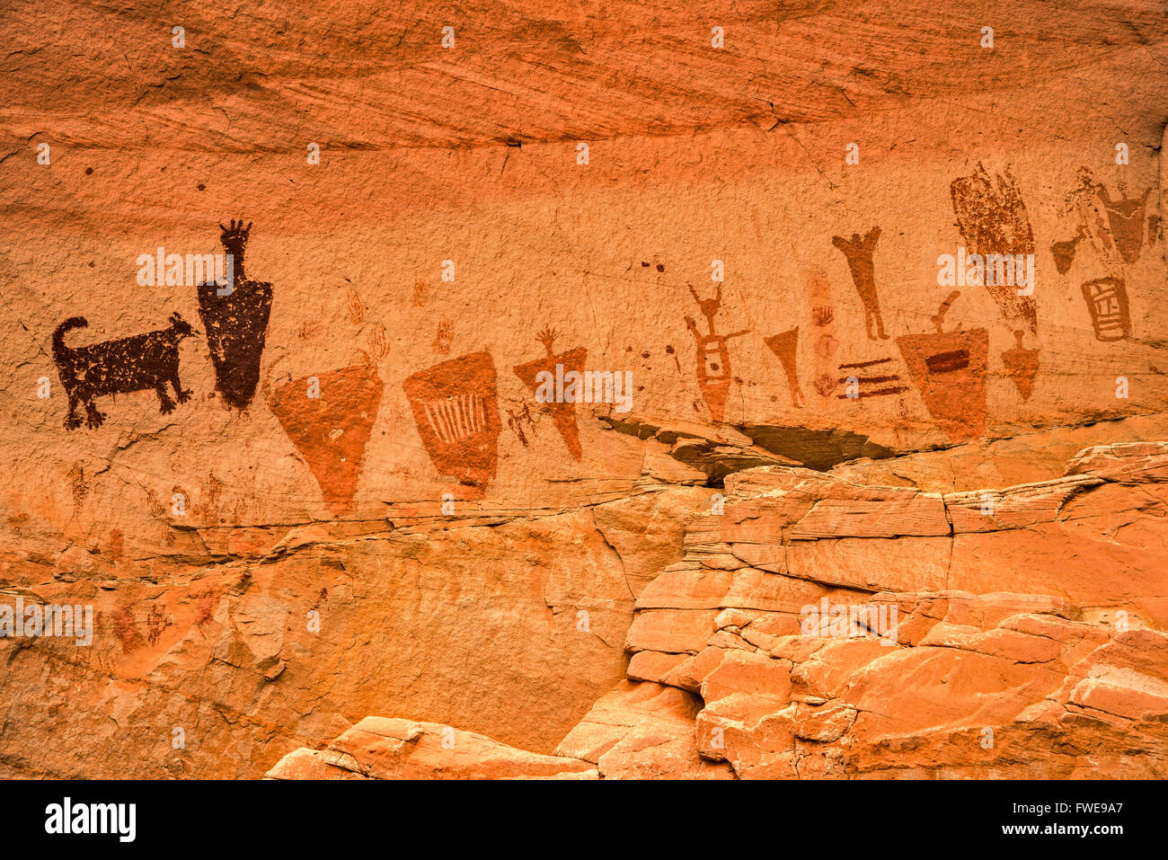 Barrier Canyon style pictographs at Horseshoe Shelter, Horseshoe Canyon ...