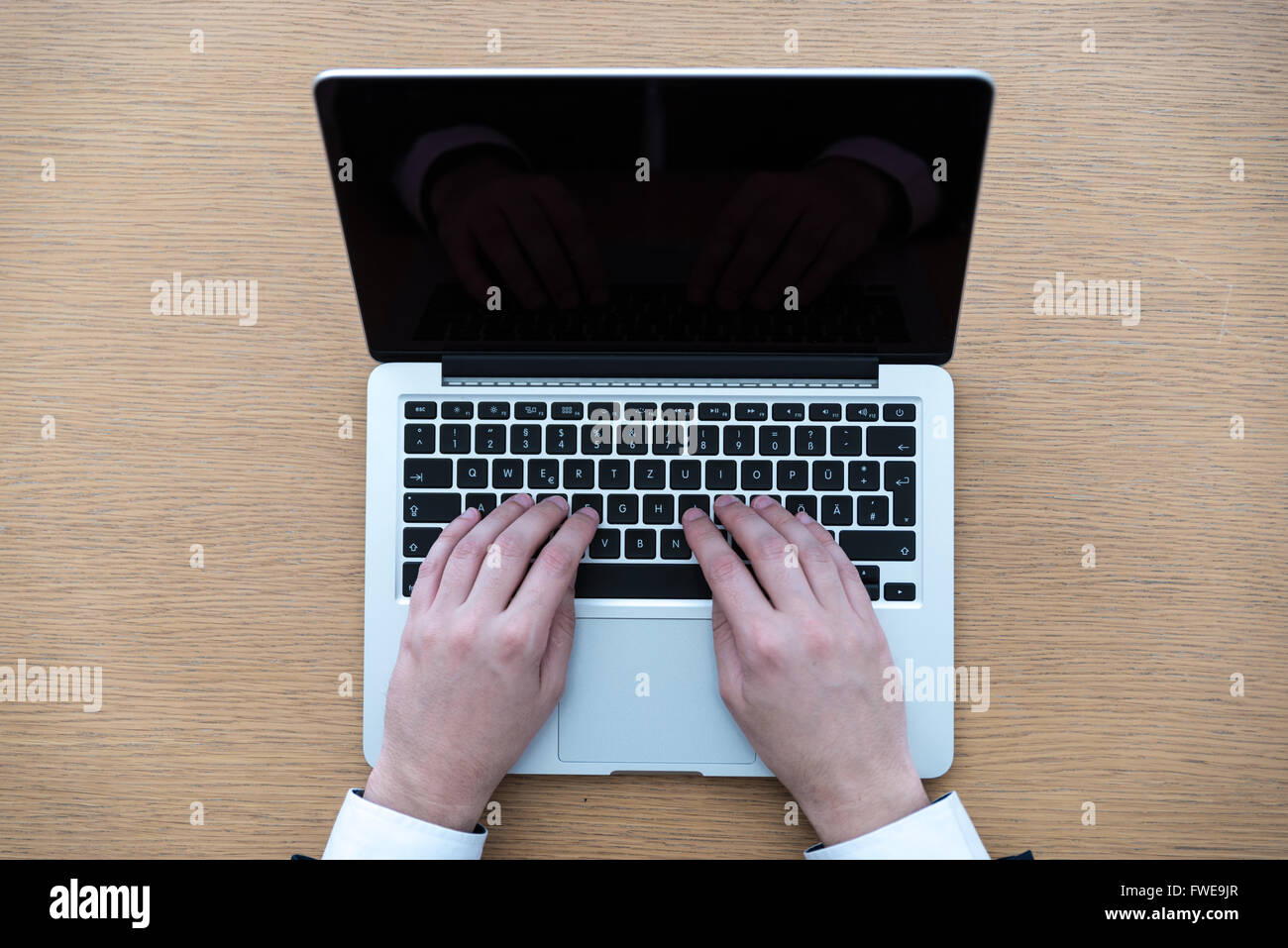 Work from above Laptop and tools Stock Photo - Alamy