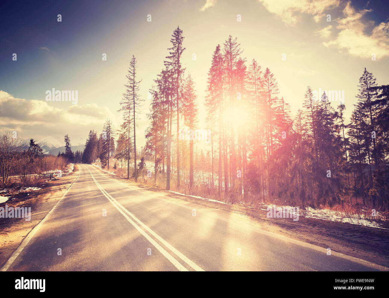 Highway at sunset hi-res stock photography and images - Alamy