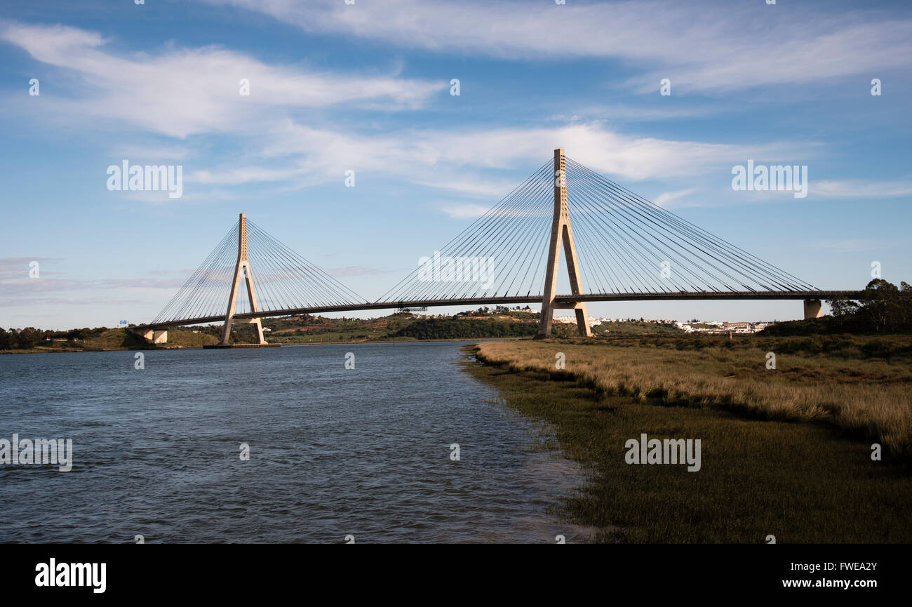 Guadiana International Bridge, on the border between Portugal and Spain ...