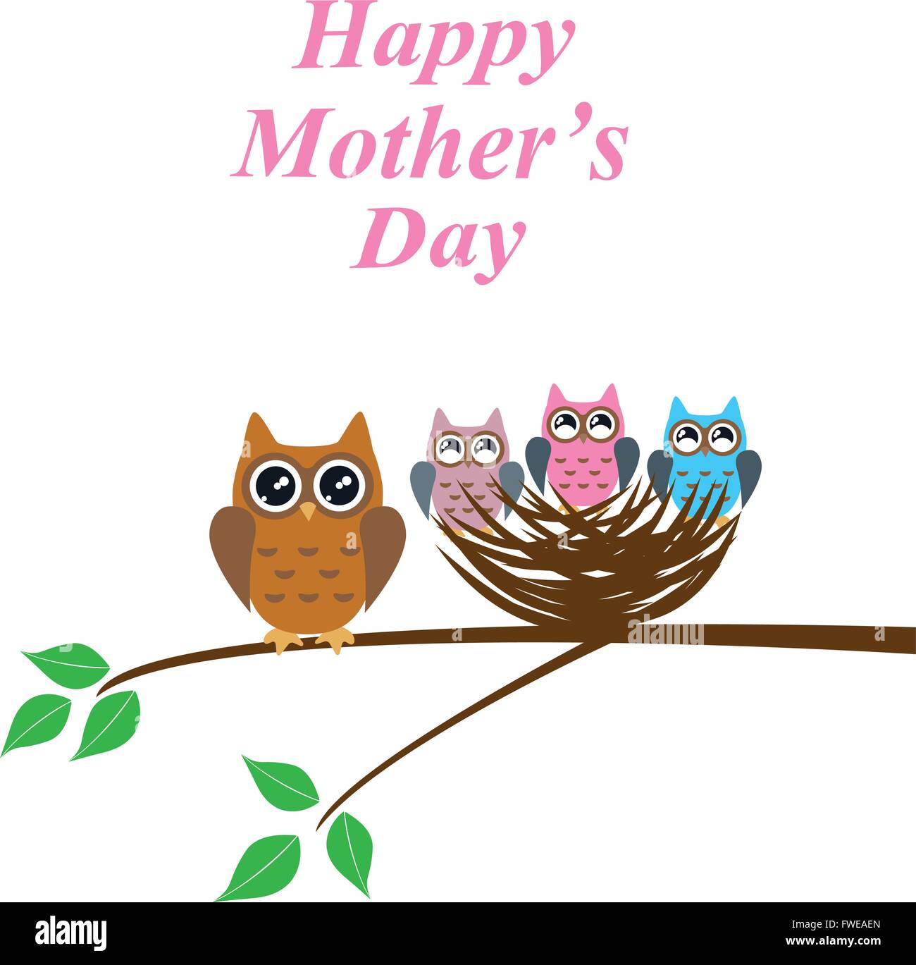 vector illustration of mother's day with owls Stock Vector Image & Art ...