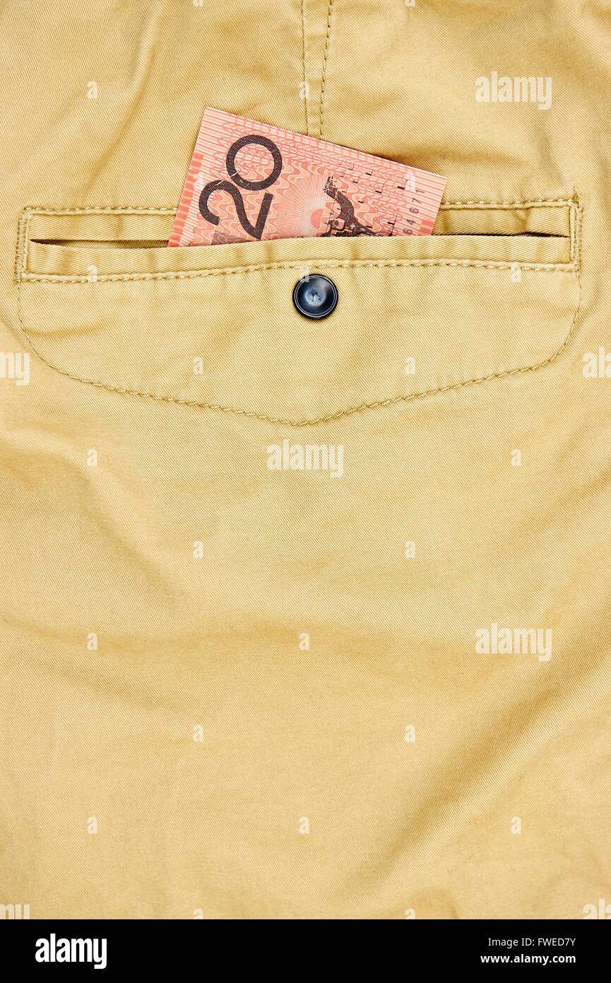 A studio photo of a back pocket on a pair of shorts Stock Photo - Alamy