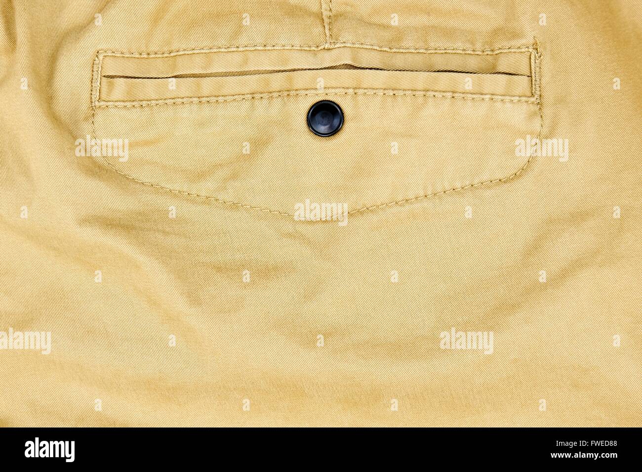 A studio photo of a back pocket on a pair of shorts Stock Photo - Alamy