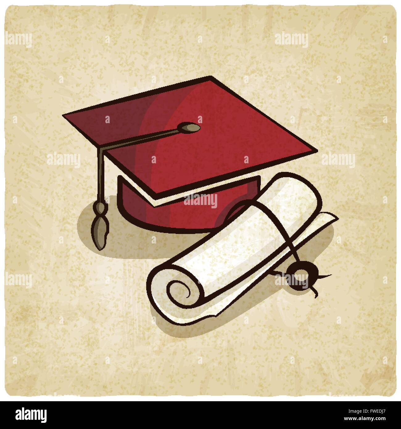 Maroon Graduation Cap And Diploma Clipart
