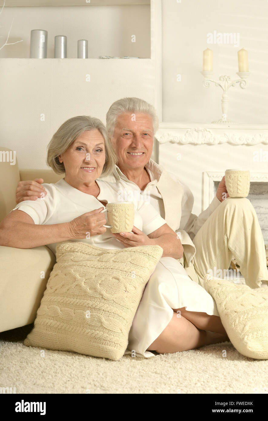 Elderly people with tea Stock Photo - Alamy