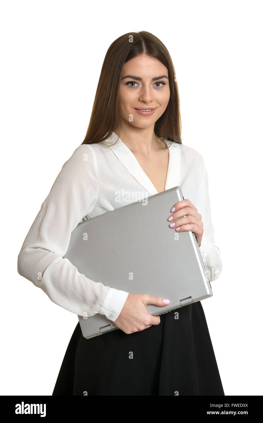 Beautiful woman with laptop Stock Photo - Alamy