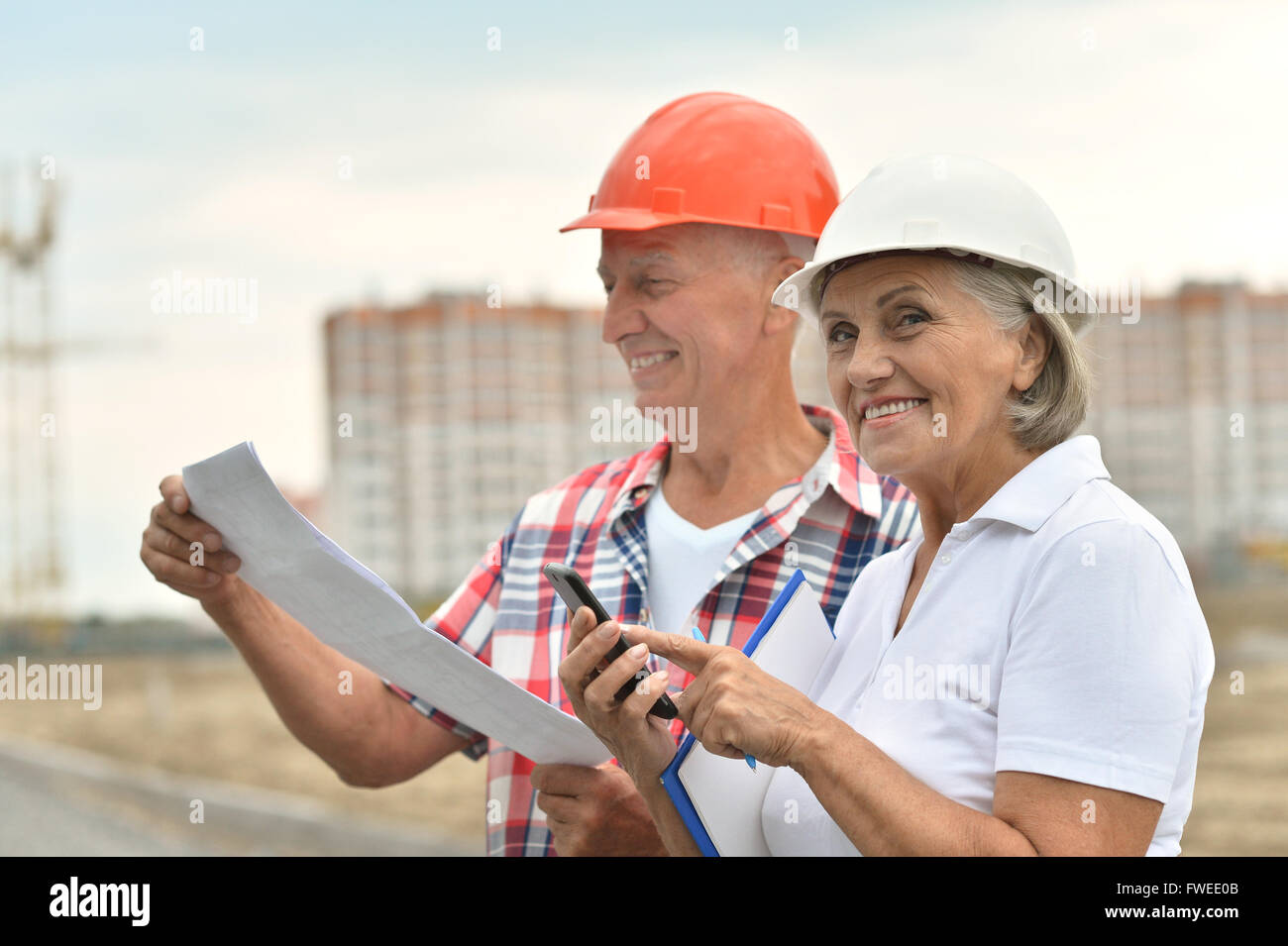 senior couple in under construction Stock Photo - Alamy