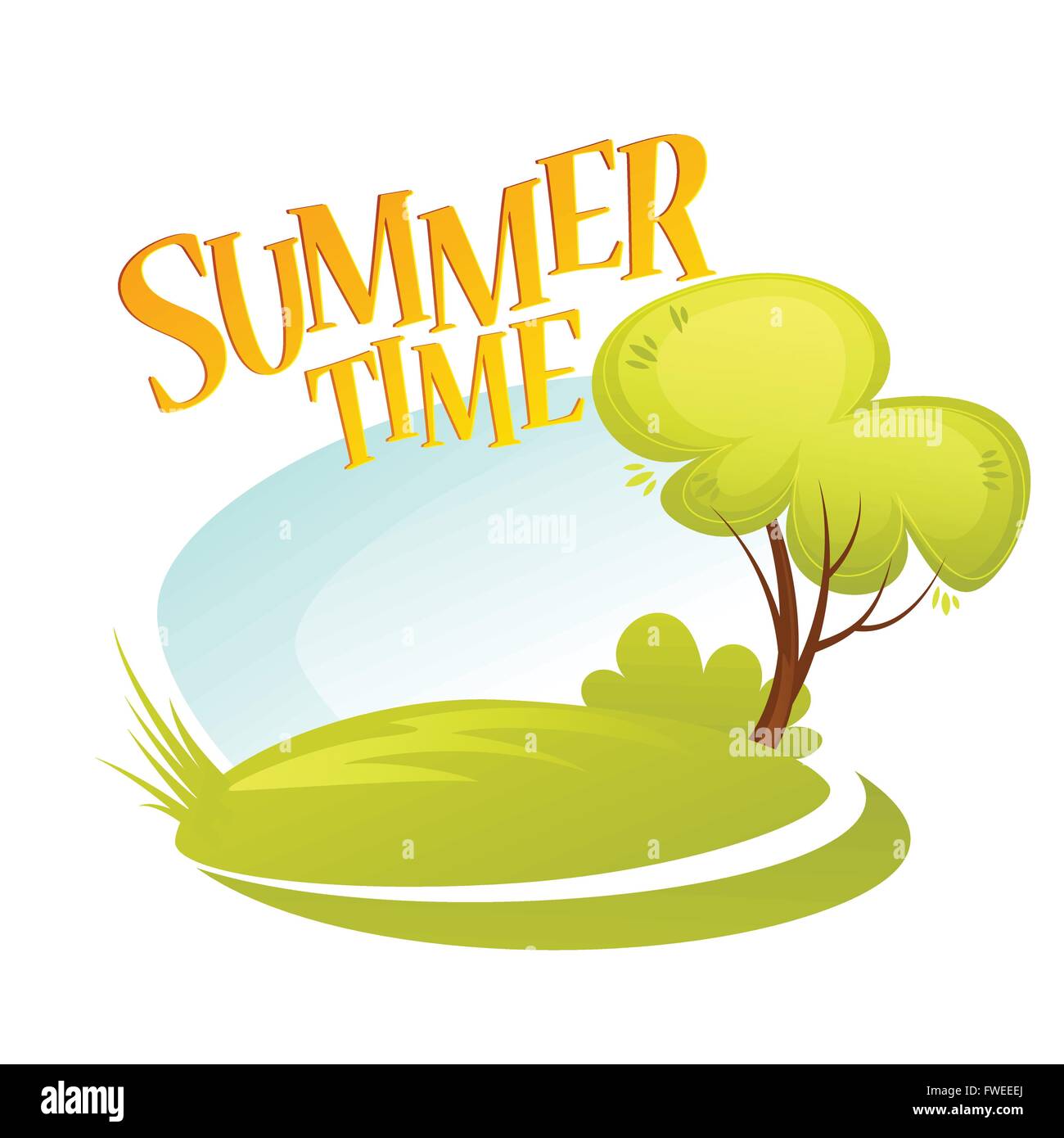 Cartoon Summer Landscape Background. Summer tree. Vector illustration ...
