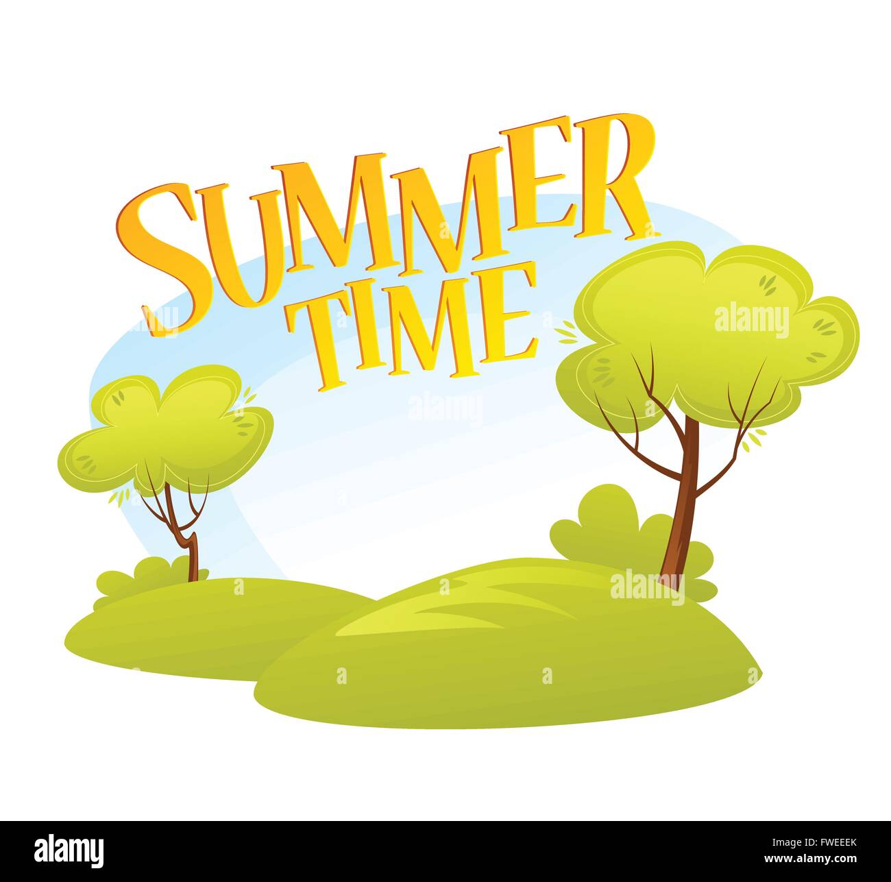 Cartoon Summer Landscape Background. Summer tree. Vector illustration ...