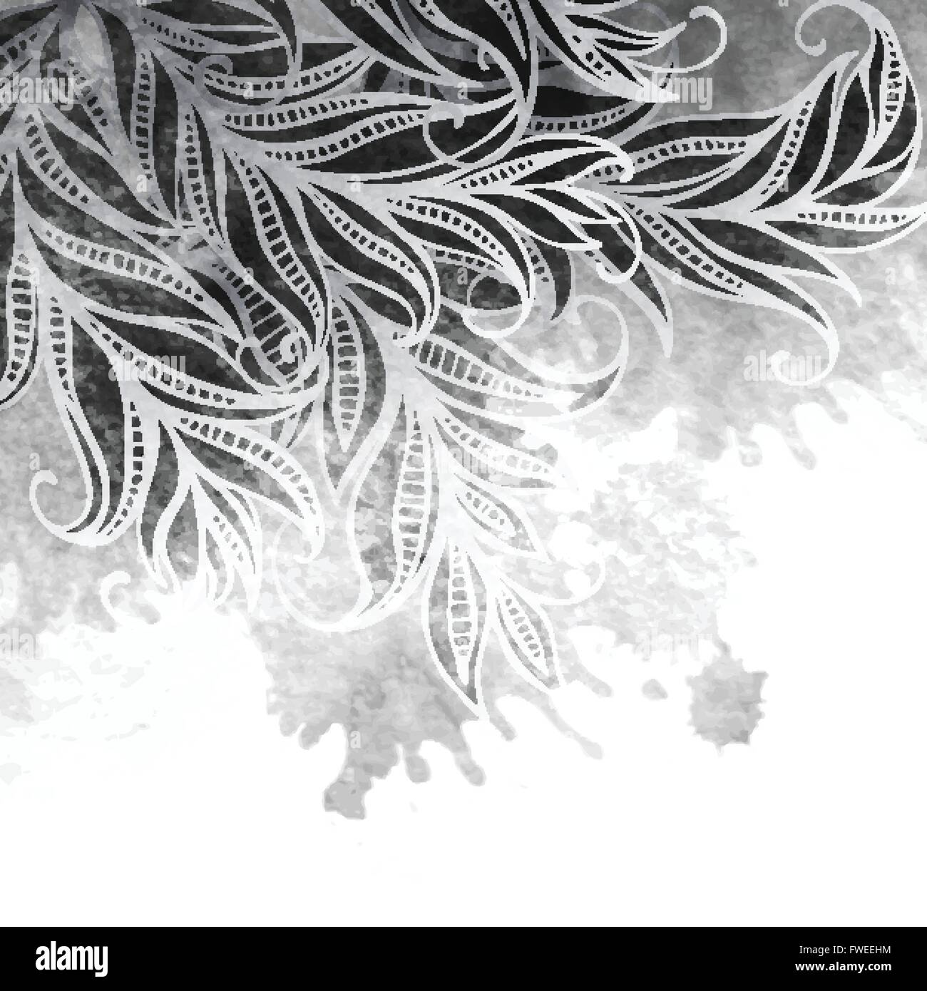 Grayscale watercolor painting design. Vector illustration Stock Vector ...