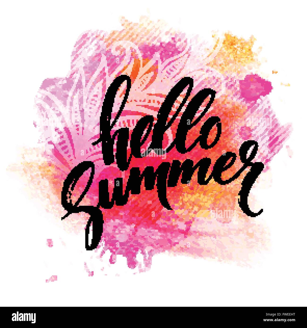 Summer Watercolor Design. Summer Typography Lettering. Vector ...