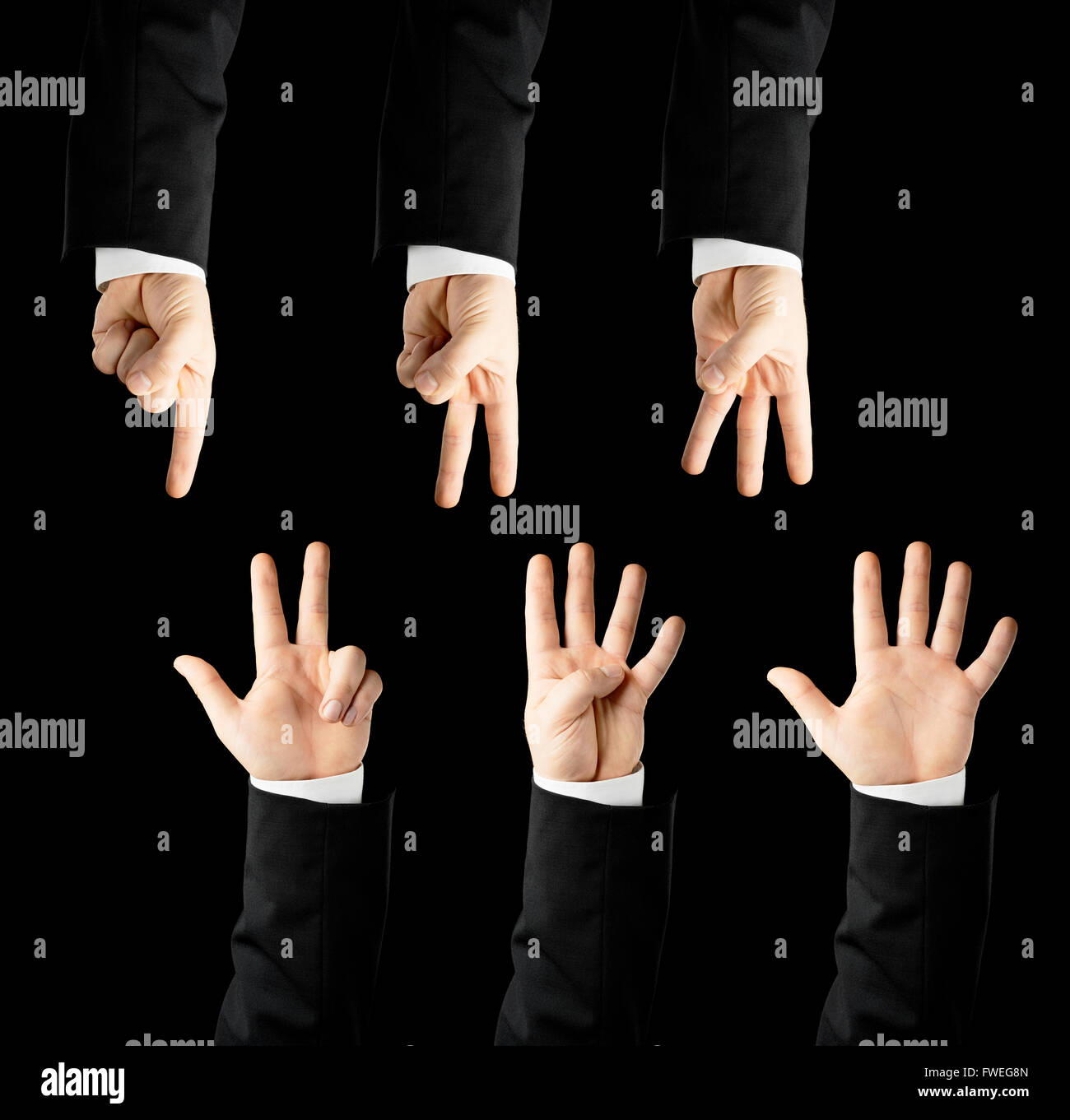 Caucasian male hand in a business suit isolated Stock Photo - Alamy
