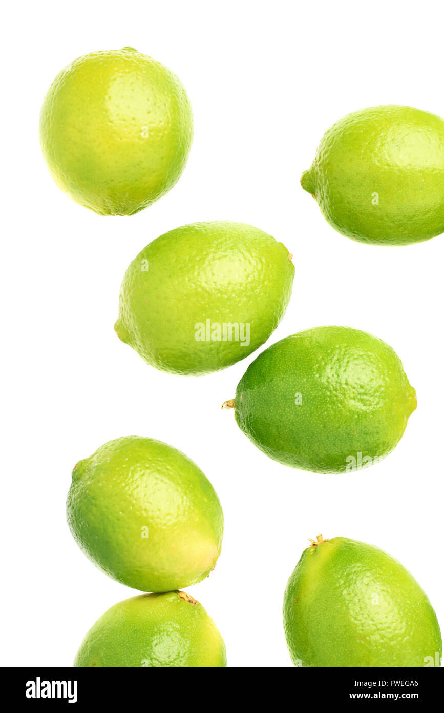 Surface covered with multiple ripe limes, composition isolated over the ...