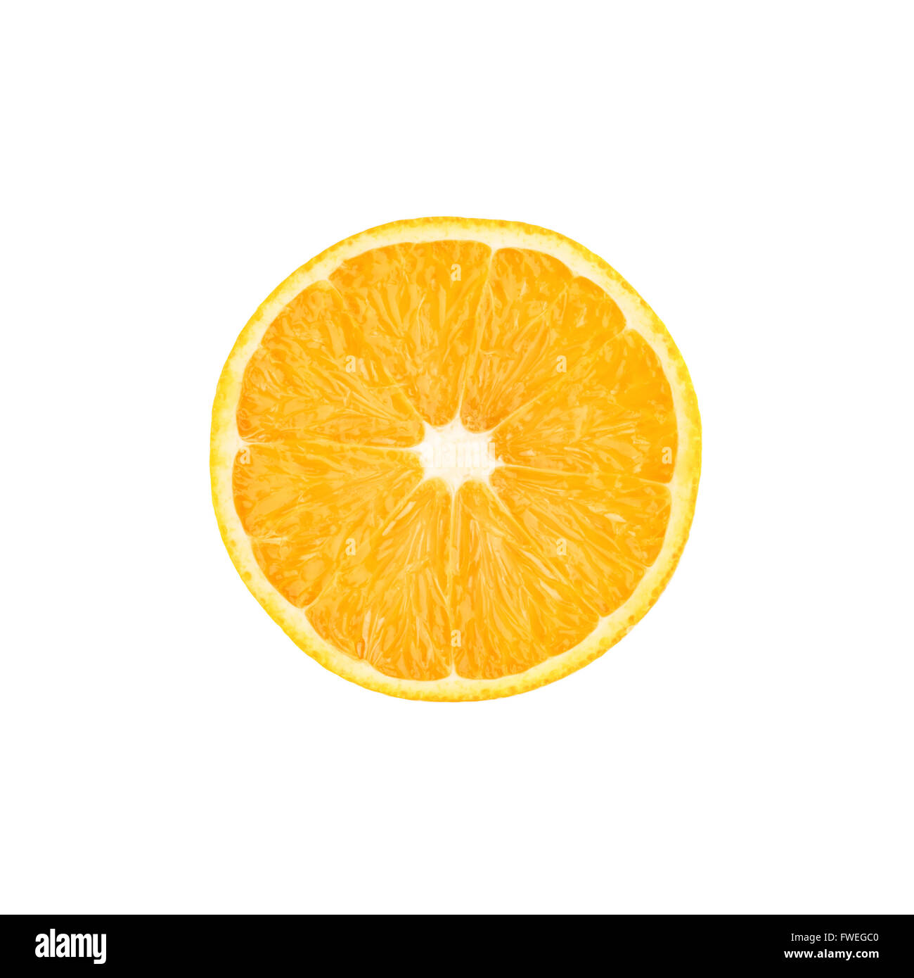 Ripe orange cut in half isolated over the white background Stock Photo ...