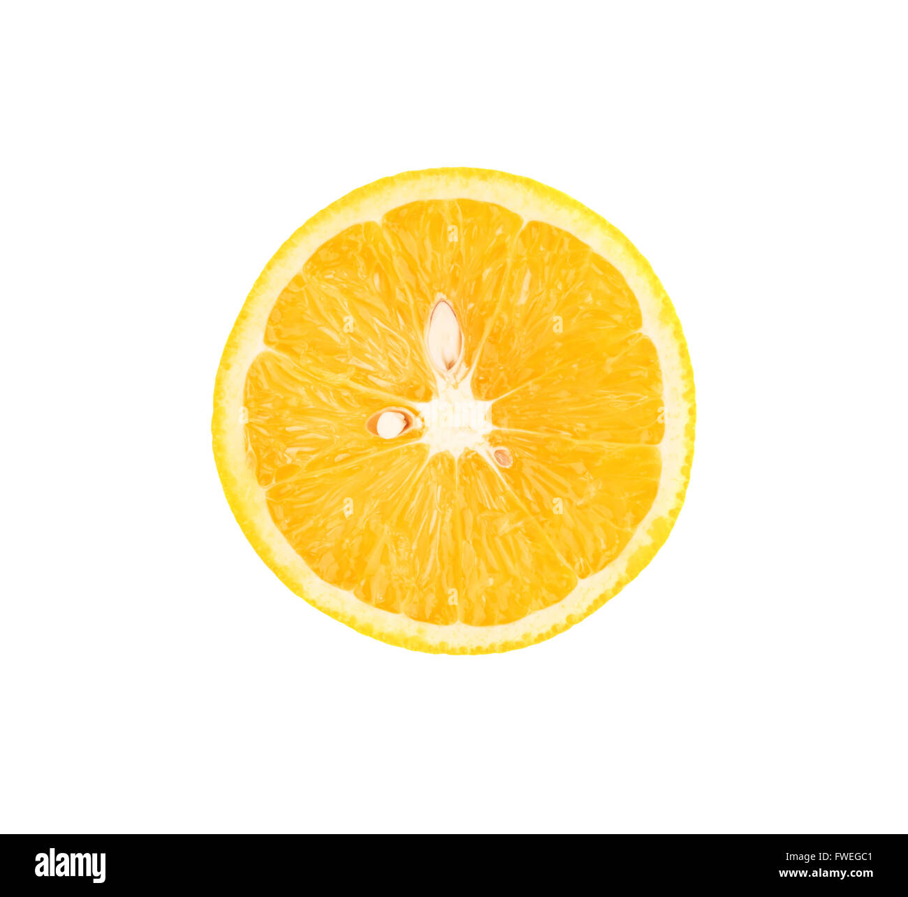 Ripe orange cut in half isolated over the white background Stock Photo ...