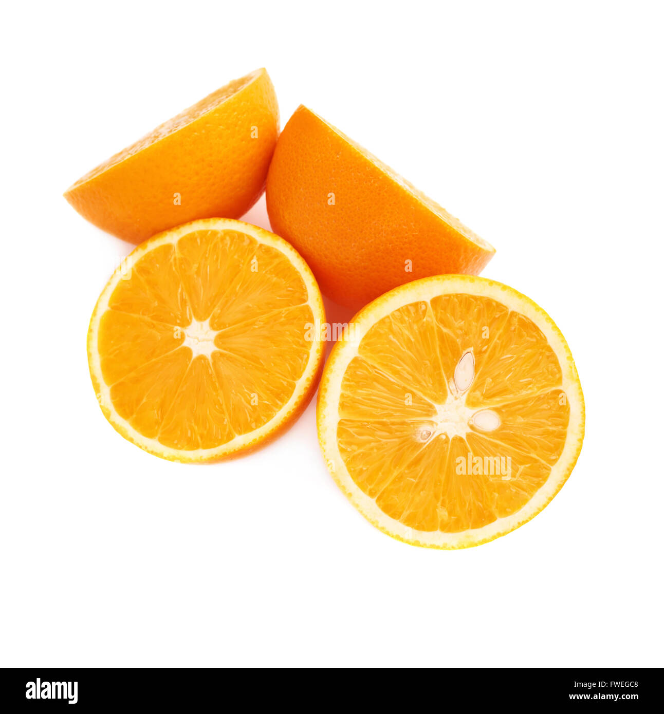 Served orange fruit composition isolated over the white background ...
