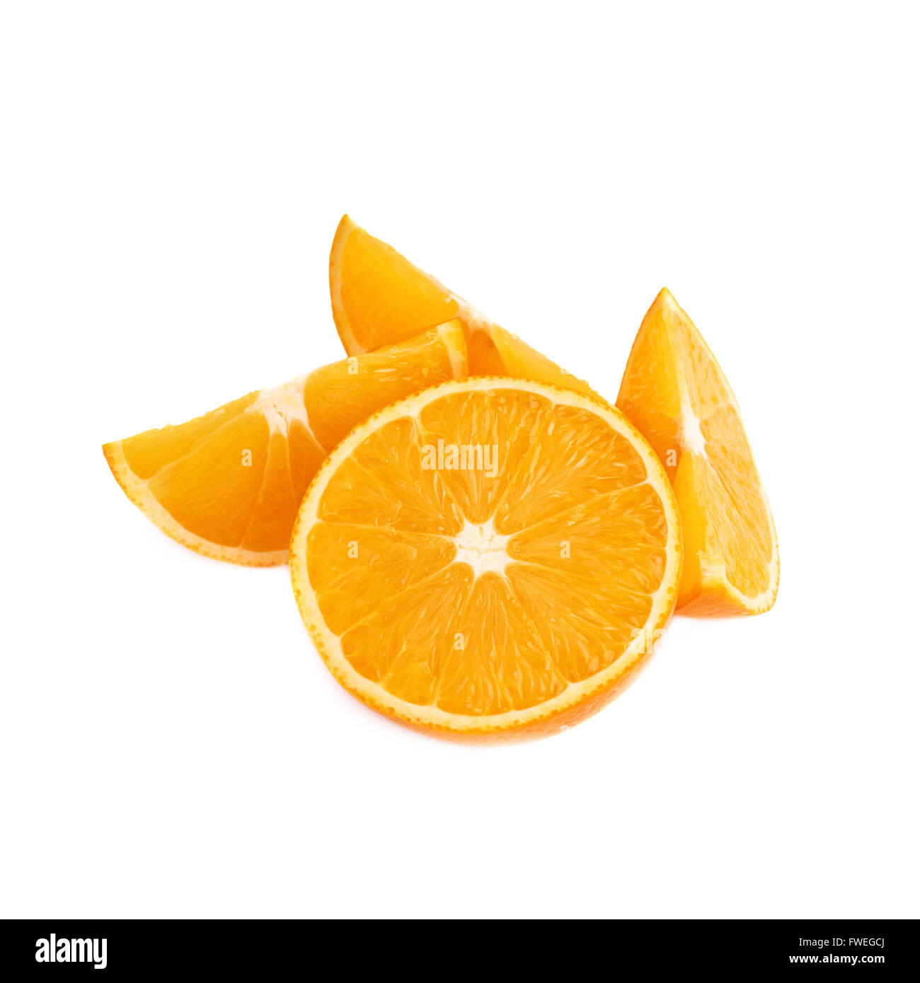 Served orange fruit composition isolated over the white background ...