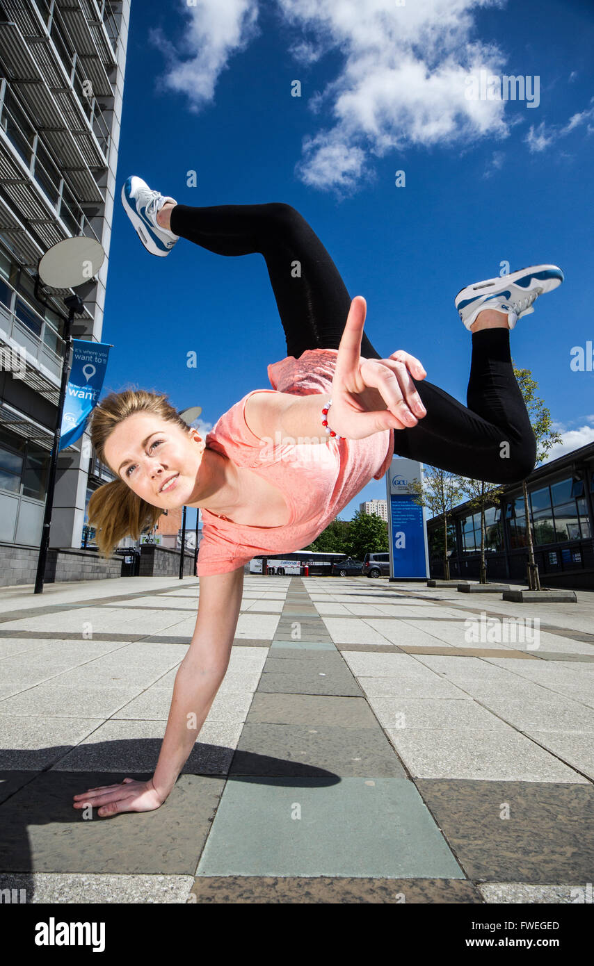 Girl break dancing Stock Photo - Alamy